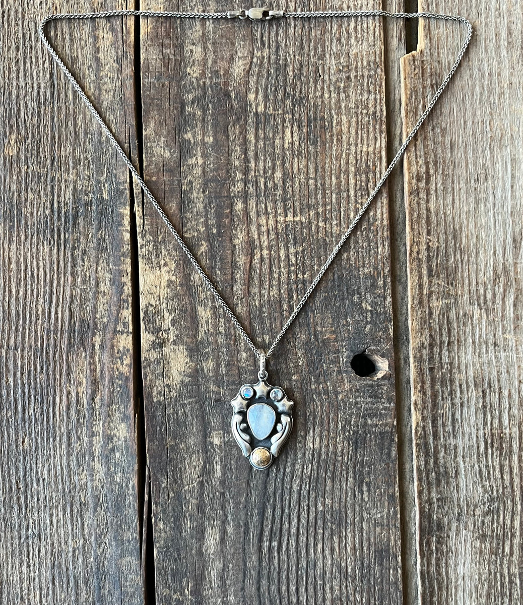 Shoot for the Stars Pendant, Handcrafted Sterling Silver and Brass Moo ...